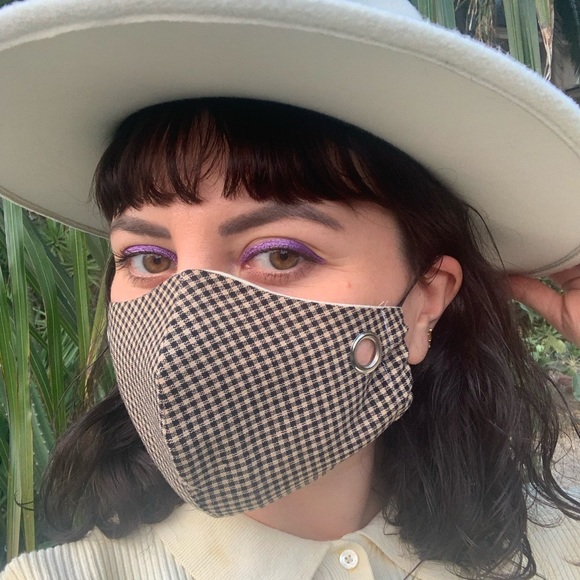 Accessories | New Brown Black Gingham Face Mask | Poshmark